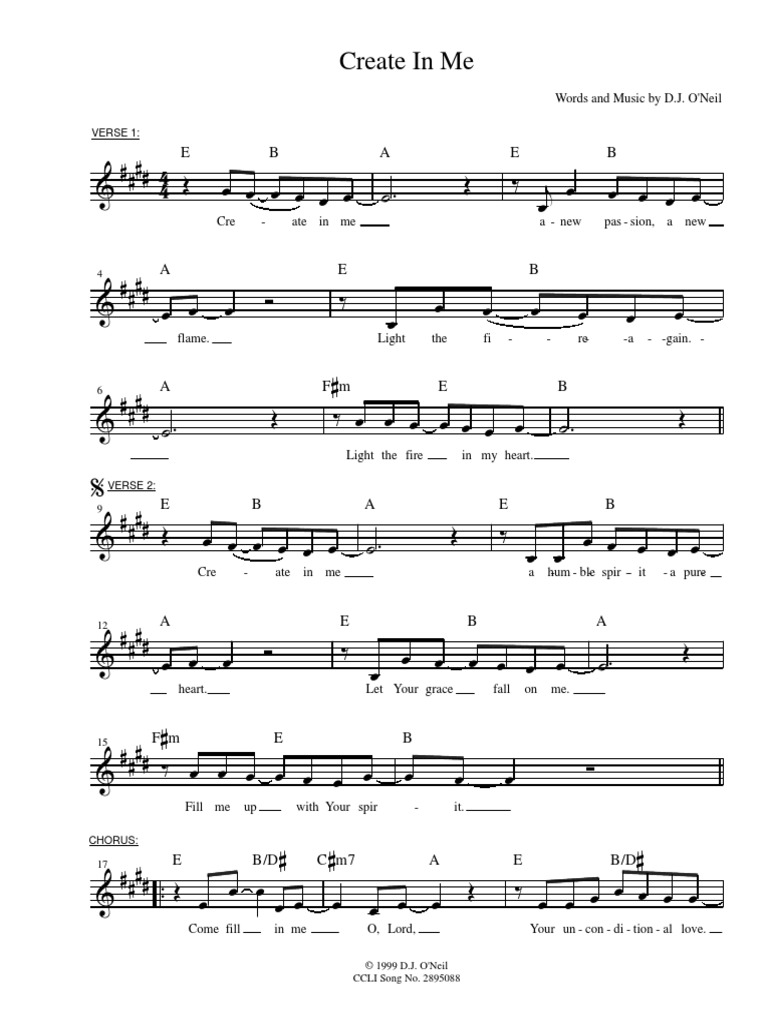 Create in Me: E B A E B | PDF | Songs | Musical Forms