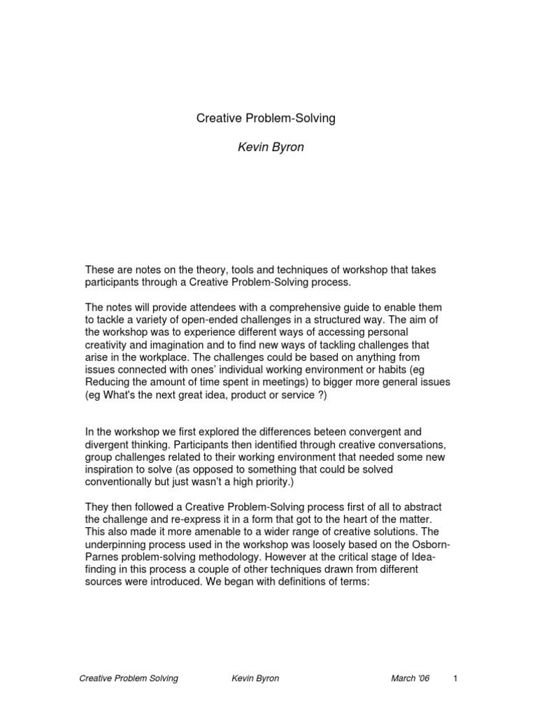 Byron Creative Problem Solving | PDF | Creativity | Intuition