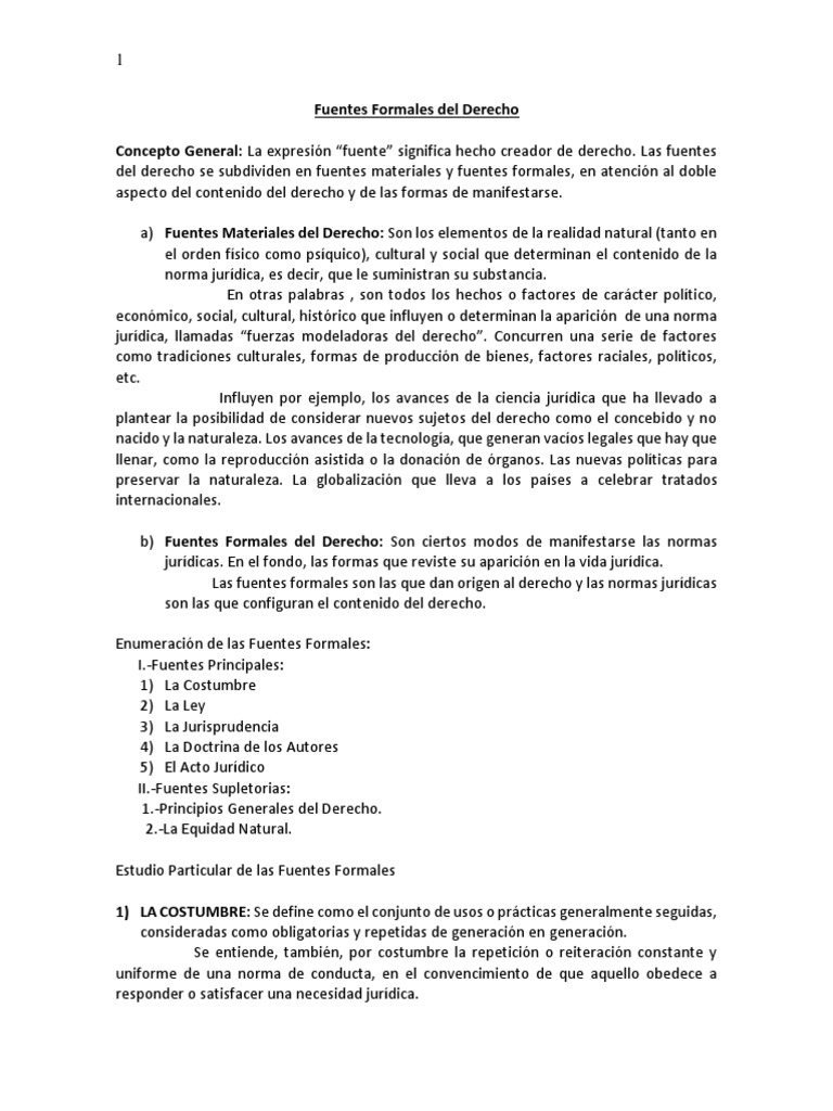Fuentes Formales Del Derecho | PDF | Instrumento jurídico | Caso de ley