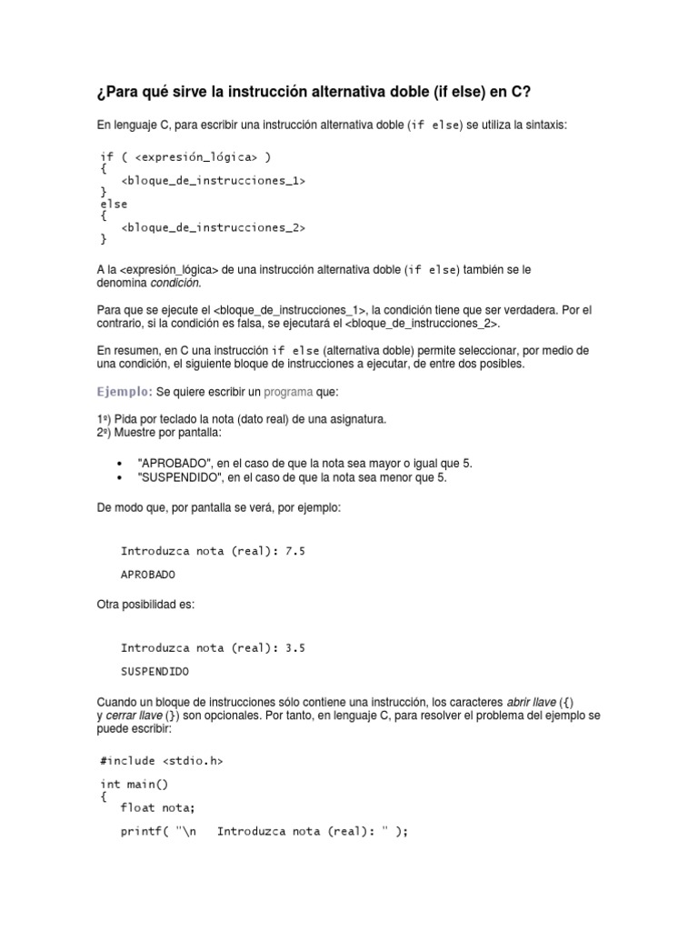 Ejercicios de Sentencia If-Else | PDF | Lenguaje de programación | C (lenguaje de programación)