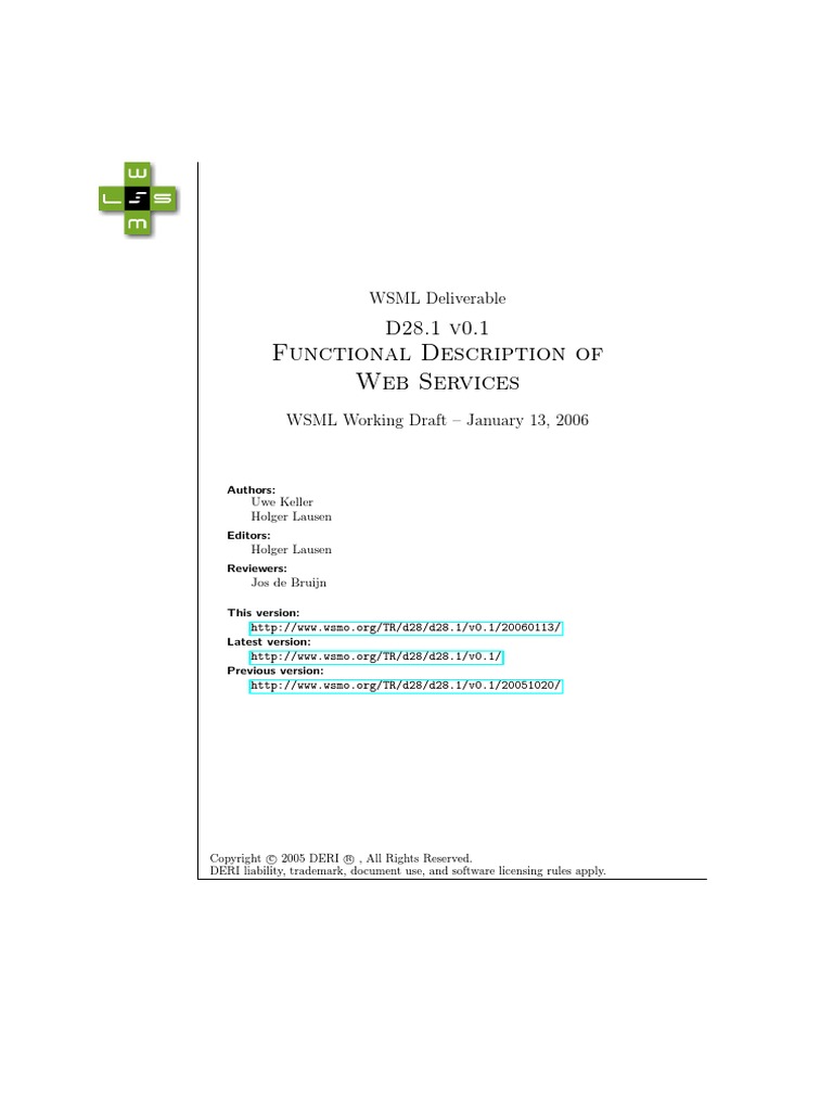 Functional Description of Web Services: WSML Deliverable | PDF | Unified Modeling Language ...