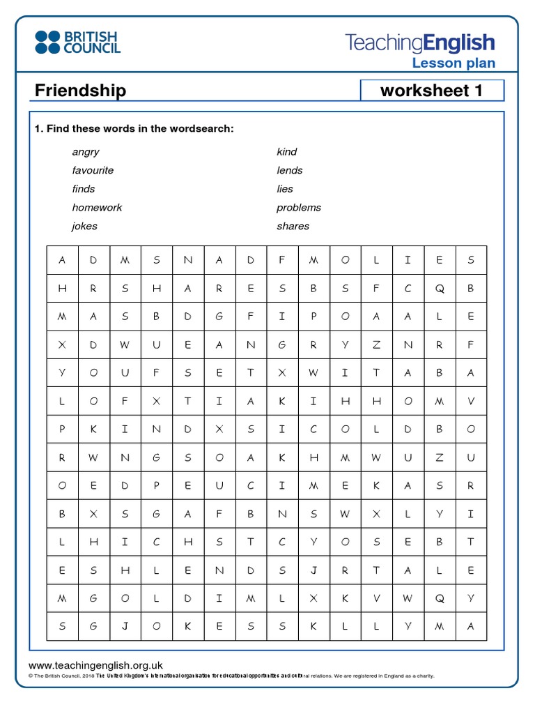 Teaching Kids Friendship Worksheet 1 | PDF
