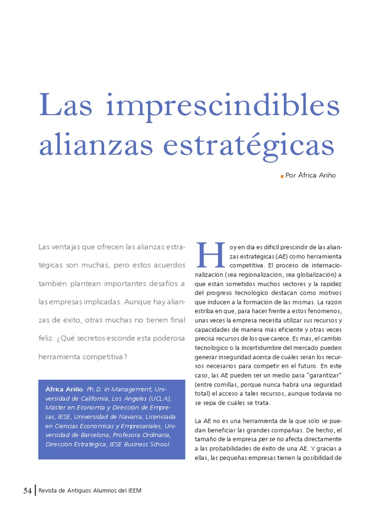Las claves del éxito de las alianzas estratégicas: compatibilidad, contrato y equipo | PDF ...