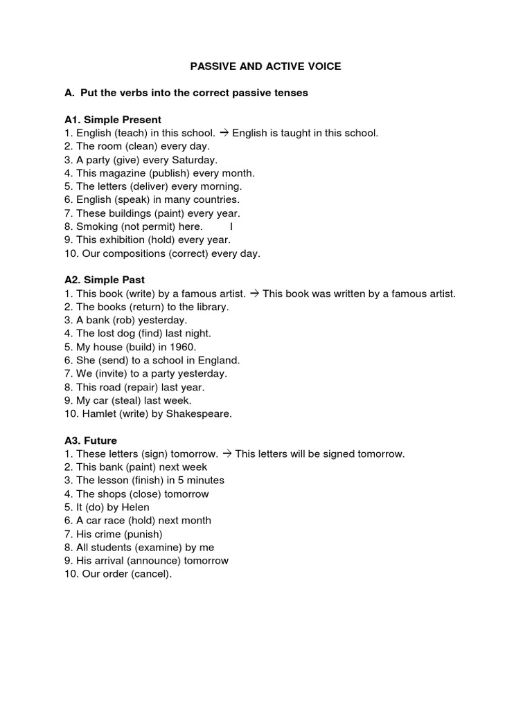 (For Students) Passive Voice Task II | PDF | Grammatical Tense | Languages