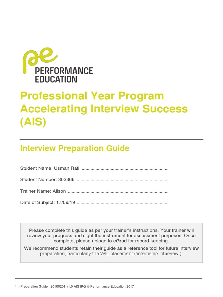 AIS Interview Preparation Guide (IPG) | PDF | Artificial Intelligence ...