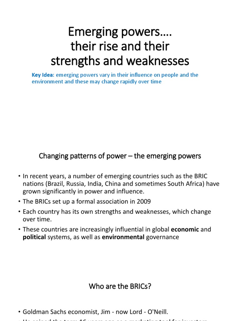 Emerging Powers . Their Rise and Their Strengths and Weaknesses | PDF ...