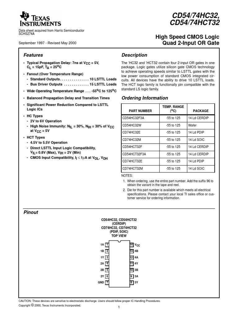 74HC32 | PDF | Logic Gate | Cmos