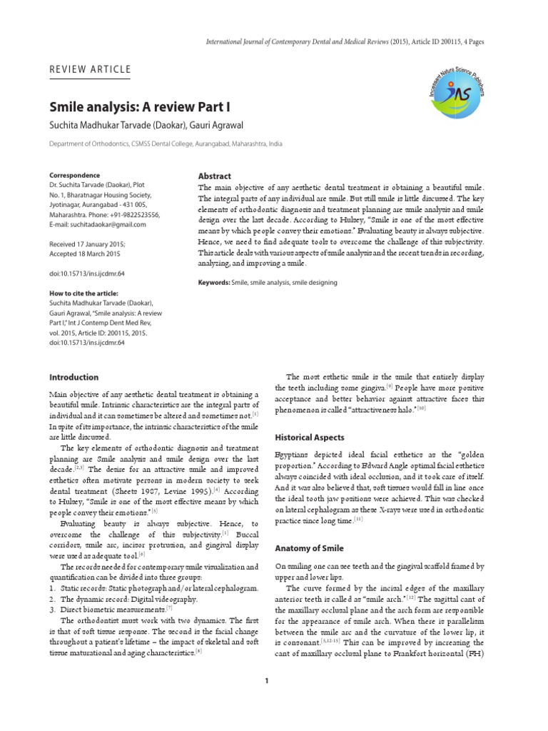Comprehensive Smile Analysis Review | PDF | Orthodontics | Tooth