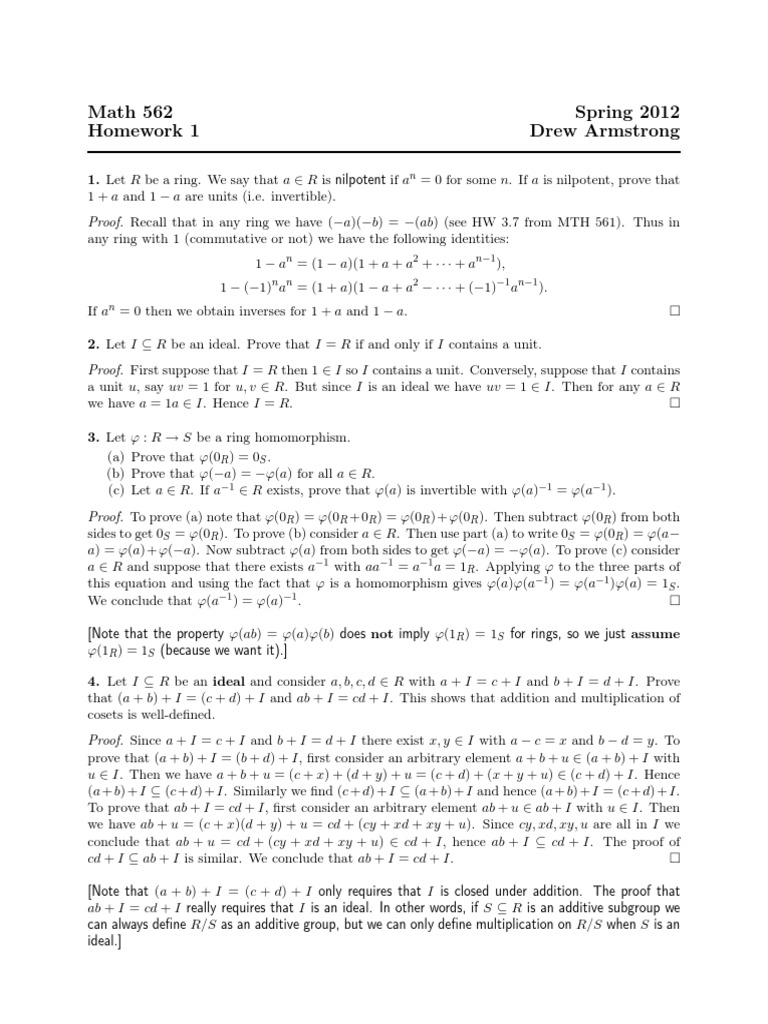 Math Methods | PDF | Ring (Mathematics) | Field (Mathematics)