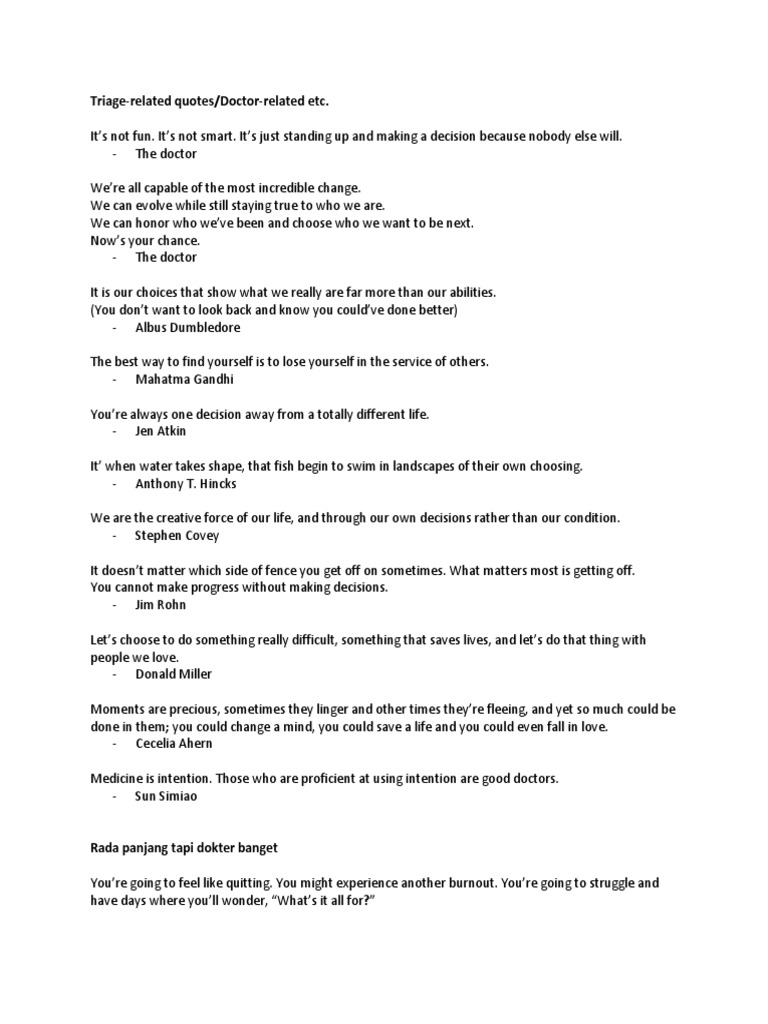 Triage-Related Quotes/doctor-Related Etc | PDF