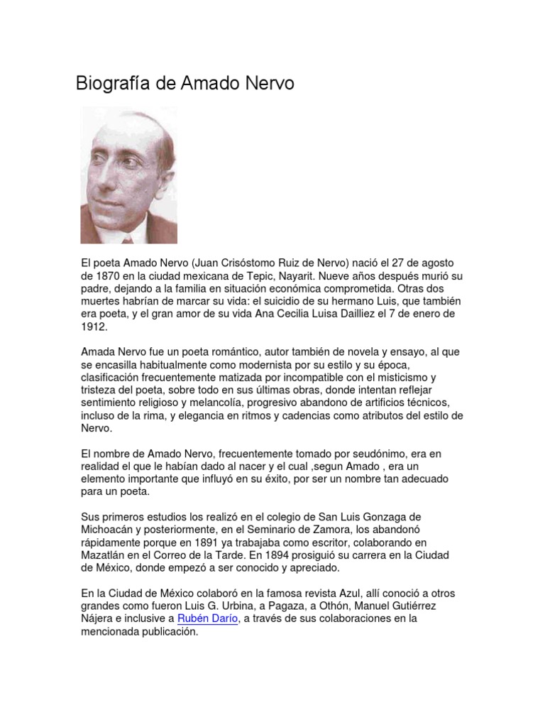 Biografía de Amado Nervo | PDF | Poesía