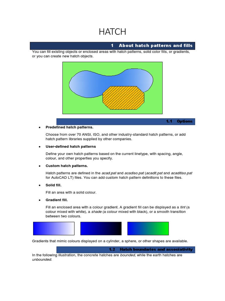 Hatch: 1 About Hatch Patterns and Fills | PDF | Area | System Software