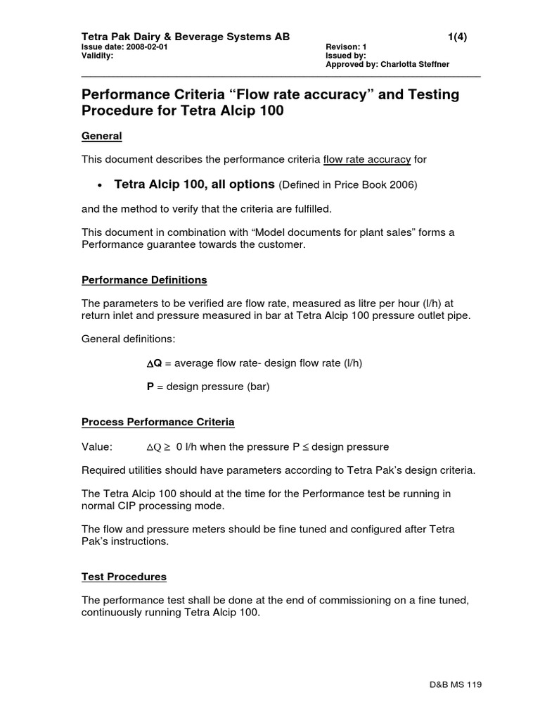 Tetra Alcip 100 Flow Rate Testing Guide | PDF | Flow Measurement ...