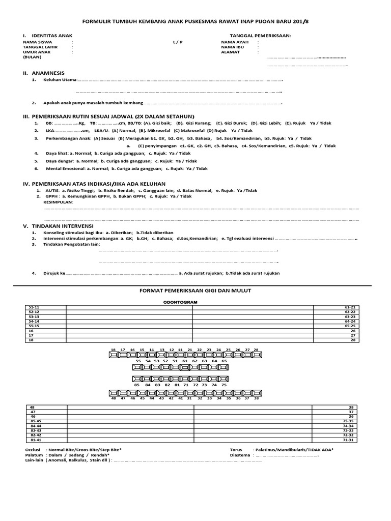 Form Pemeriksaan DDTK | PDF
