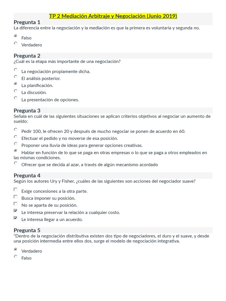 TP2 Mediacion y Arbitraje | PDF | Negociación | Planificación