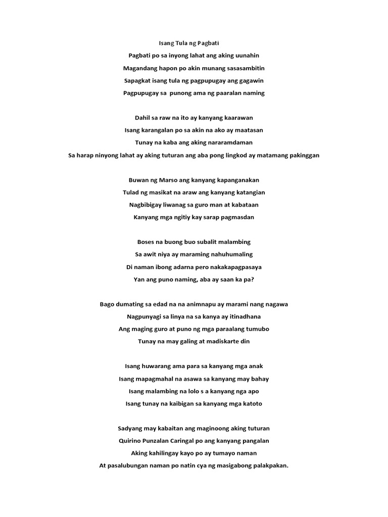 Isang Tula NG Pagbati | PDF