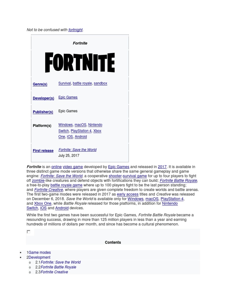 Fortnight: Not To Be Confused With | Download Free PDF | Gaming | Leisure