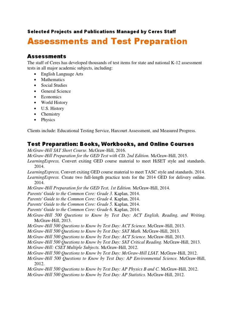 Assessments and Test Preparation | PDF | Advanced Placement | Common ...