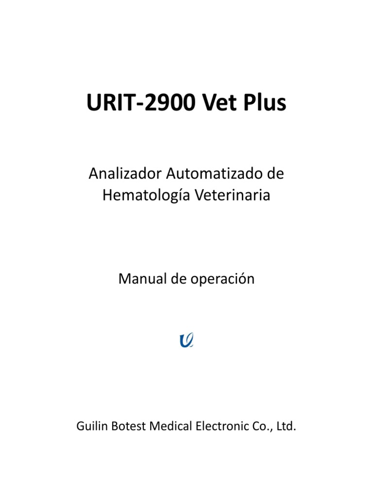 Urit 2900 Vet Plus Manual | PDF | Bomba | Sangre