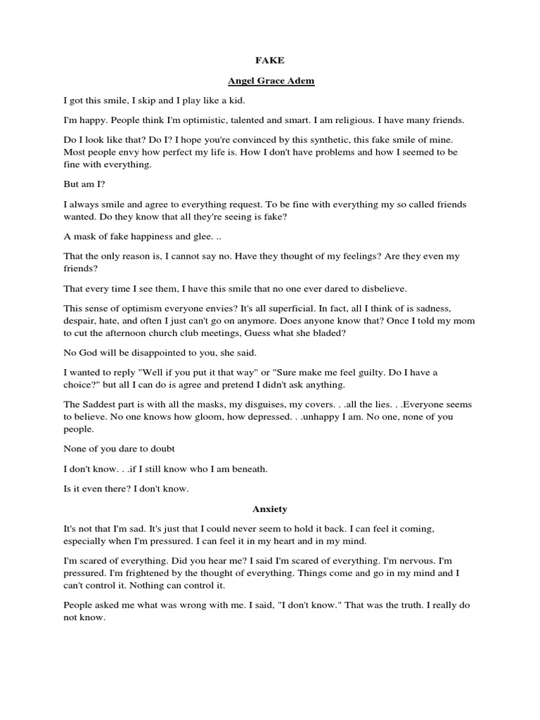 Fake Angel Grace Adem | PDF | Forgiveness | Optimism