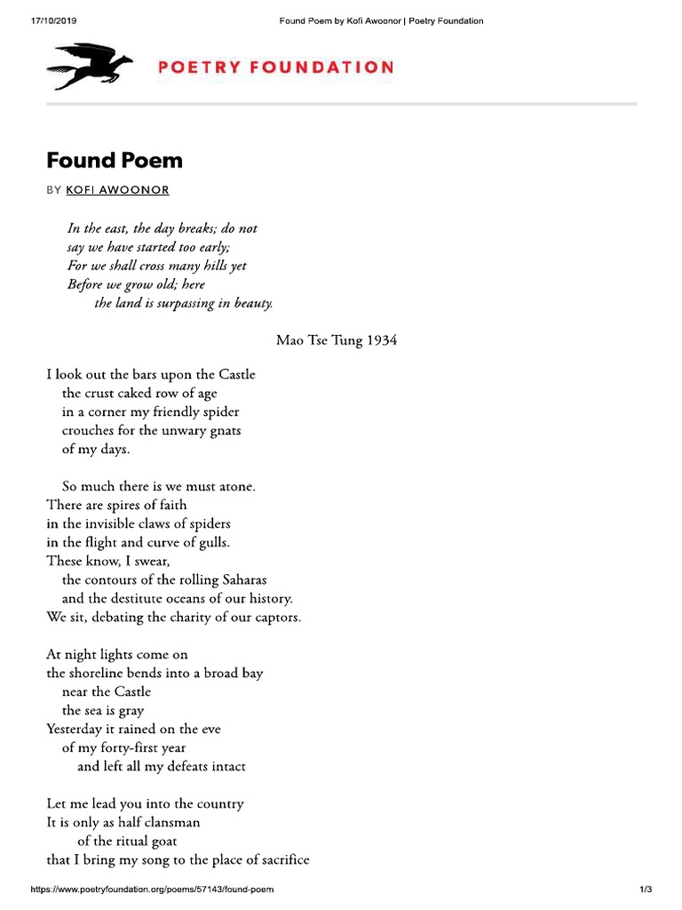 Found Poem - Kofi Awoonor | PDF