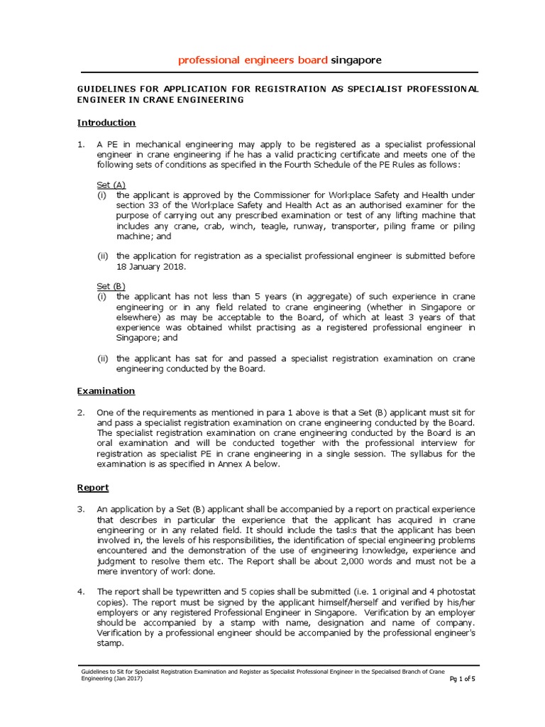 Professional Engineers Board: Singapore | PDF | Crane (Machine ...