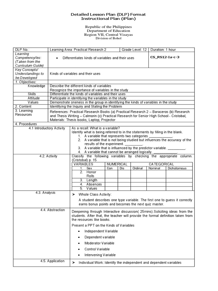 CS - RS12 Ia C 3 | PDF | Lesson Plan | Learning
