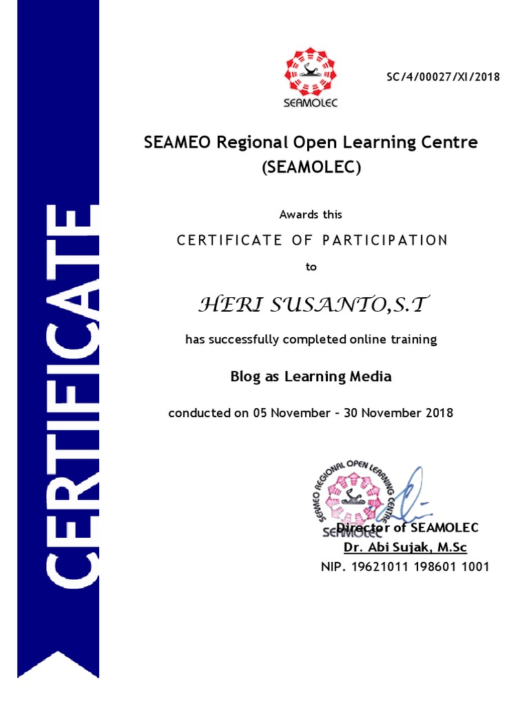 SEAMEO Regional Open Learning Centre (Seamolec) : Heri Susanto, S.T | PDF | Art | Computers