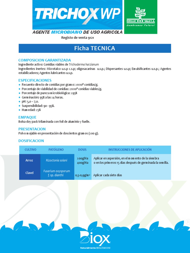 Trichoderma harzianum: Ficha Técnica y Uso Agrícola | PDF