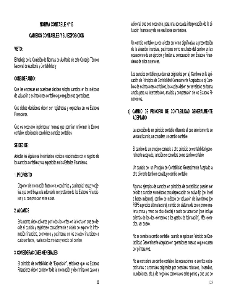 Cambios en Normas Contables y Estimaciones | PDF | Contabilidad ...