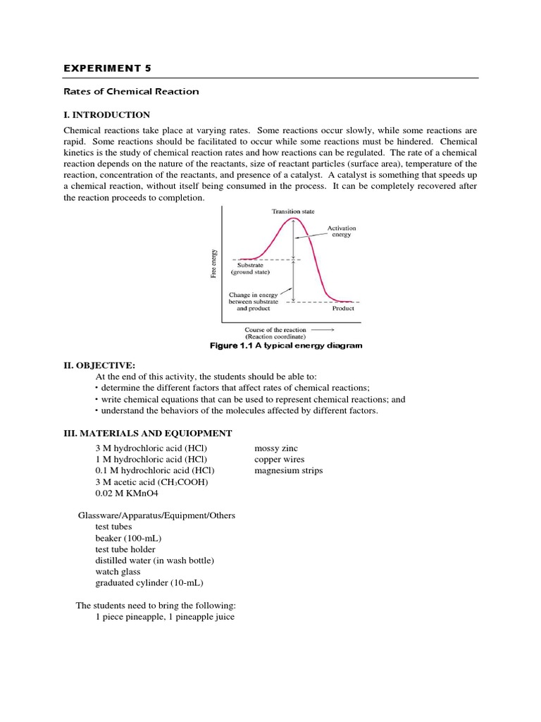 Factors Affecting Reaction Rates Experiment | PDF | Reaction Rate ...