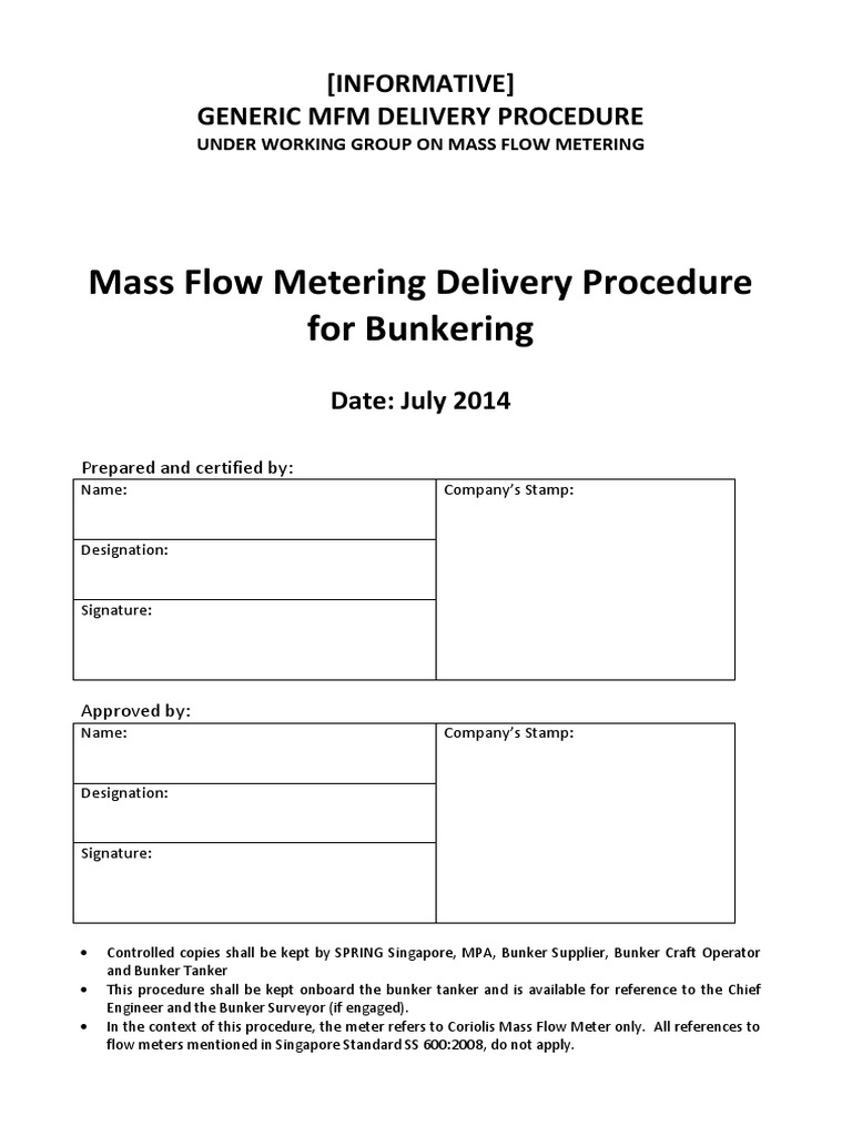 Mass Flow Metering Bunkering Guide | PDF | Oil Tanker | Fuel Oil