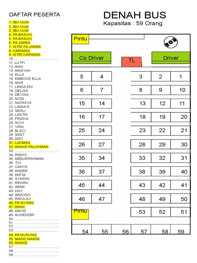 Denah Tempat Duduk Bus | PDF