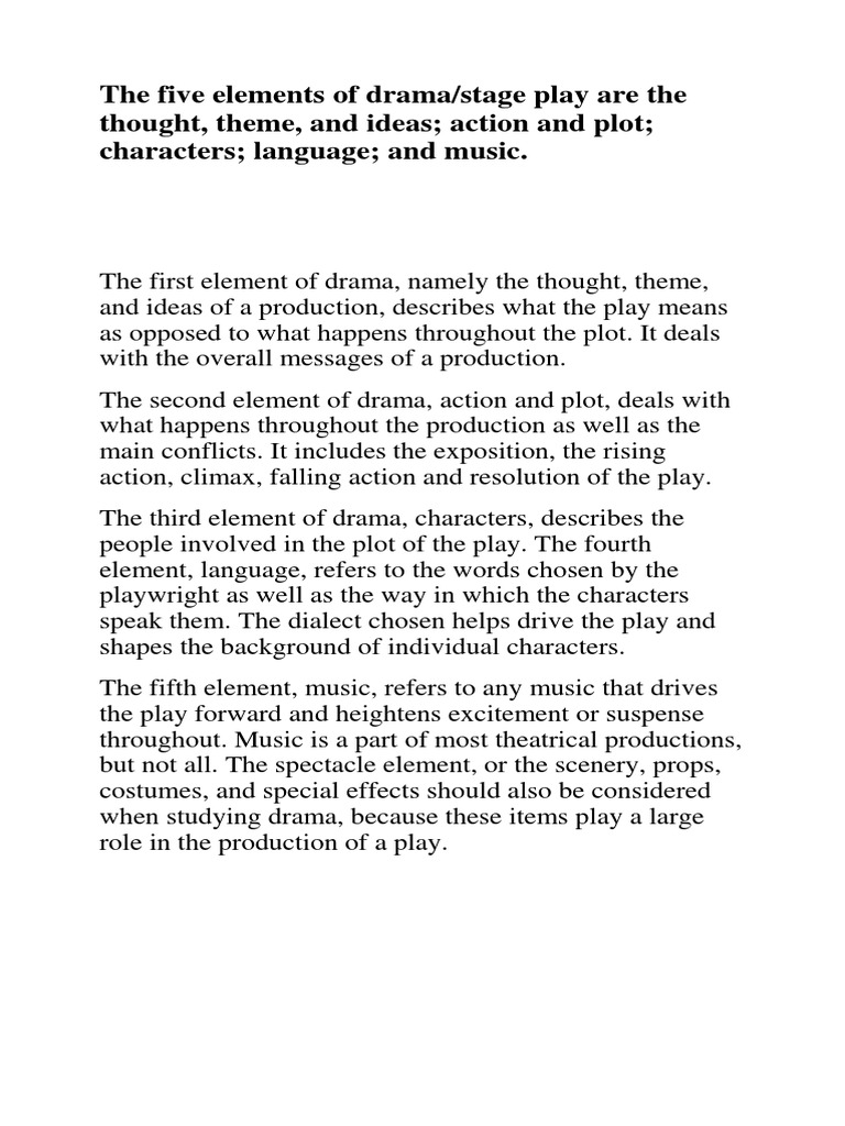 Elements of Stage Play | PDF