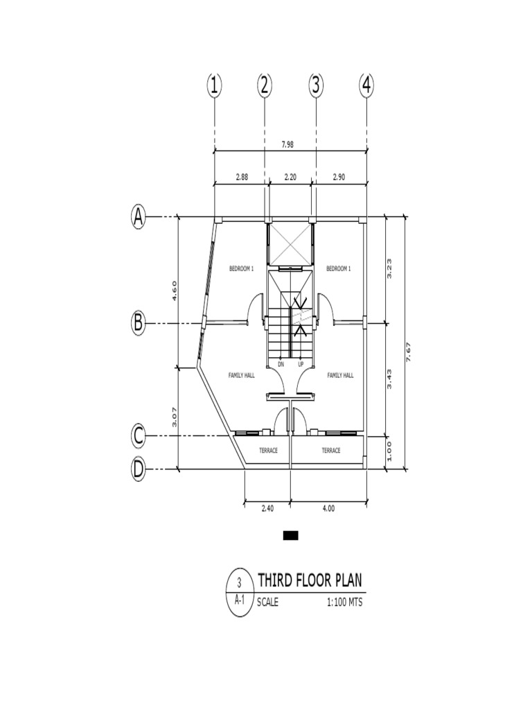 Third Floor Plan: Scale 1:100 Mts | PDF