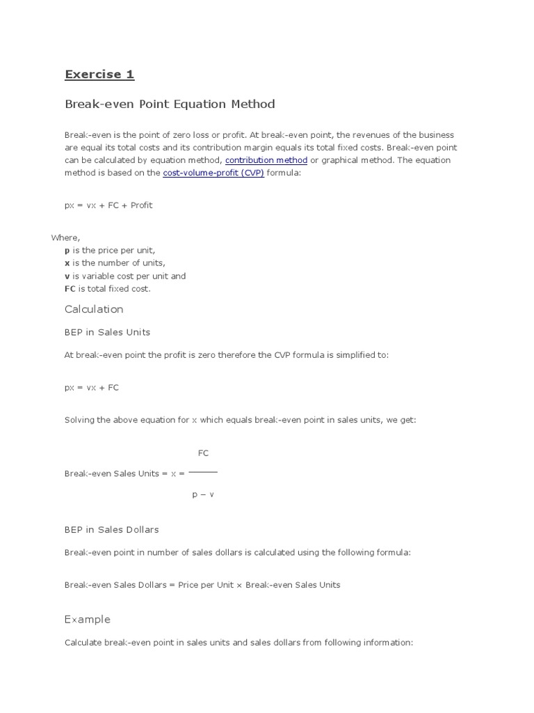 2014 Bep Analysis Exercises | PDF | Business Economics | Economies