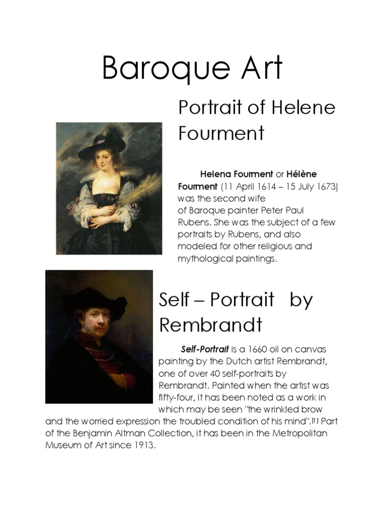 Baroque Art: Portrait of Helene Fourment | PDF | Peter Paul Rubens ...