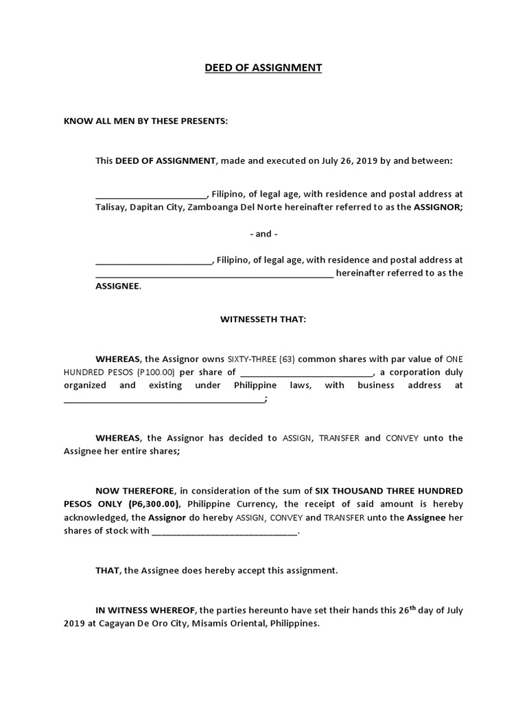 Deed of Assignment 2 | Descargar gratis PDF | Assignment (Law) | Land Law Deed of Assignment 2 | Descargar gratis PDF | Assignment (Law) | Land Law