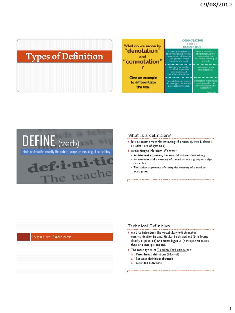 Types of Definitions PDF | PDF | Definition | Verb
