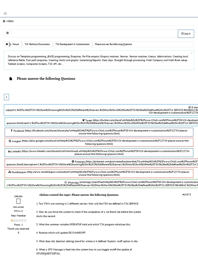 T24 Development Interview Questions | PDF | Internet Forum | Areas Of ...