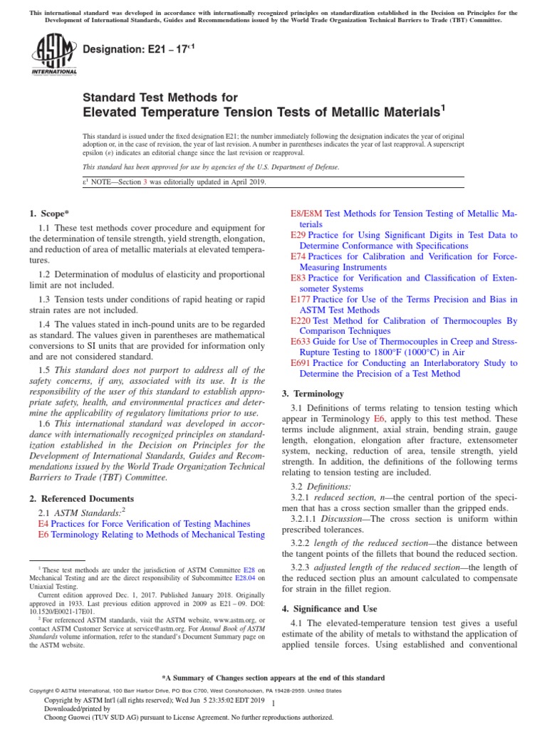 Astm E21 | PDF | Deformation (Engineering) | Thermocouple