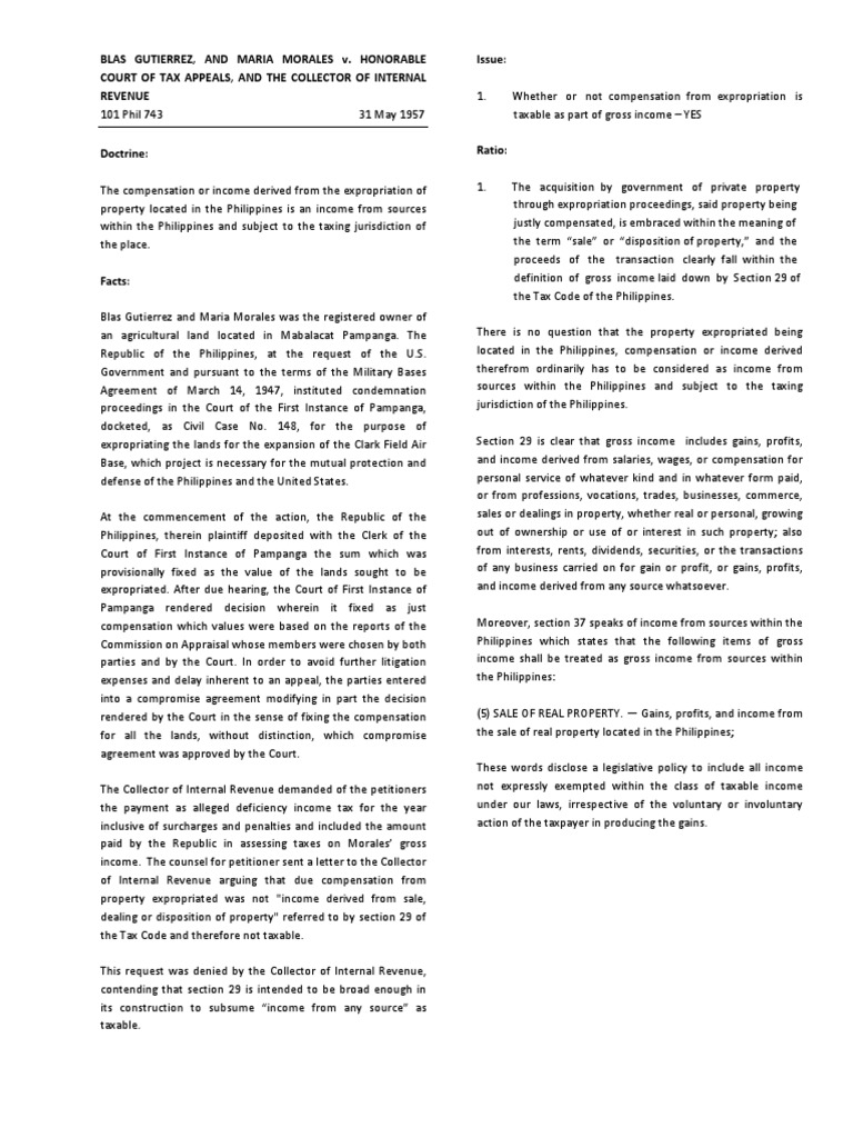 Taxability of Expropriation Compensation | PDF | Eminent Domain | Gross ...