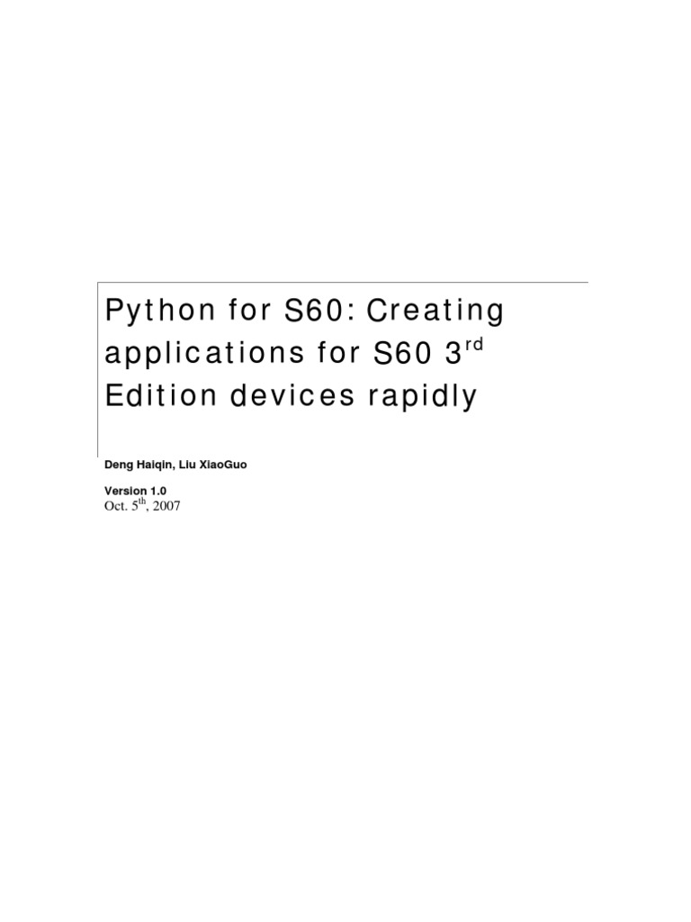 Python For S60 3rd Edition | PDF | Scripting Language | Shell (Computing)