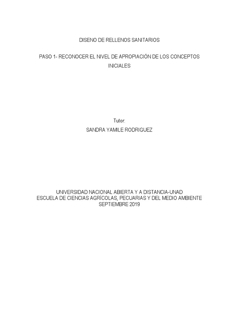 Paso 1 - Reconocer El Nivel de Apropiación de Los Conceptos InicialesCarpeta | PDF | Vertedero ...