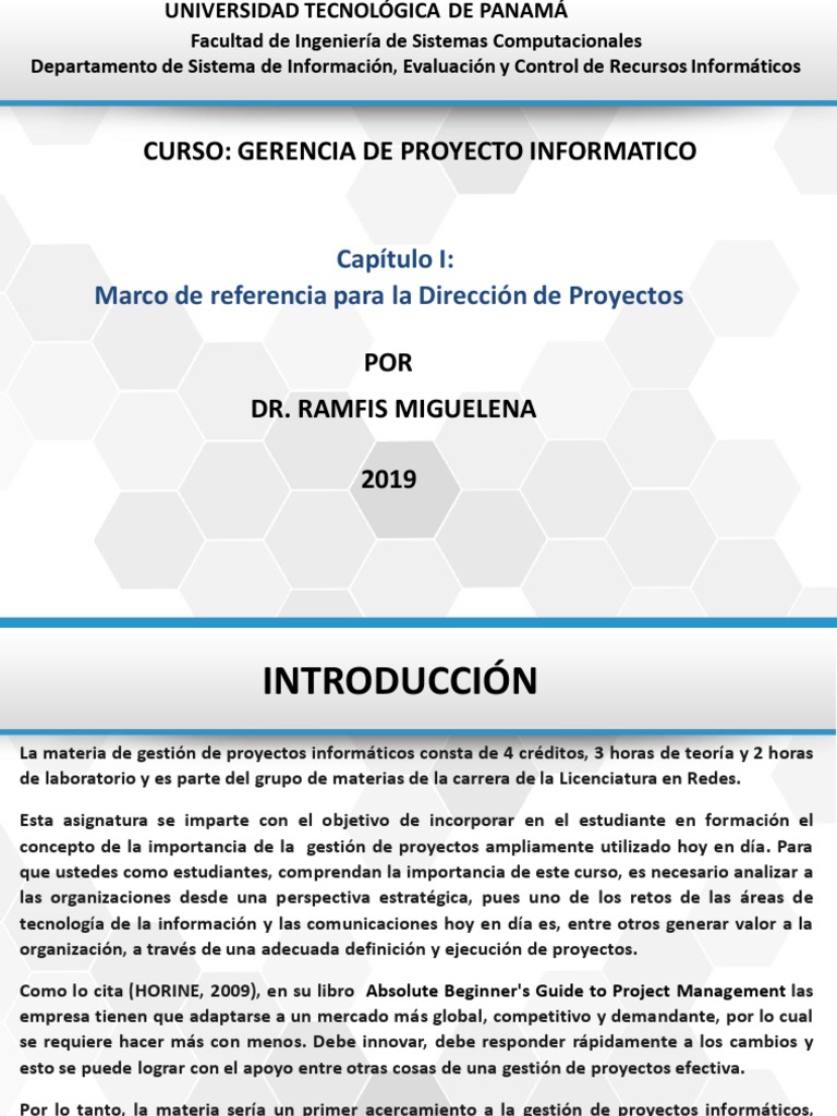 Gerproyinf-Cap 1-Introduccion PDF | PDF | Gestión de proyectos | Planificación