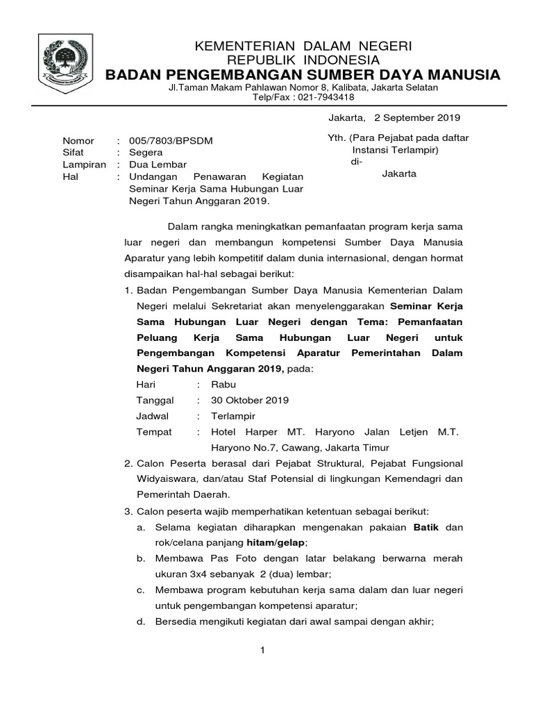 Surat Eksternal - Undangan Peserta Seminar LN | PDF