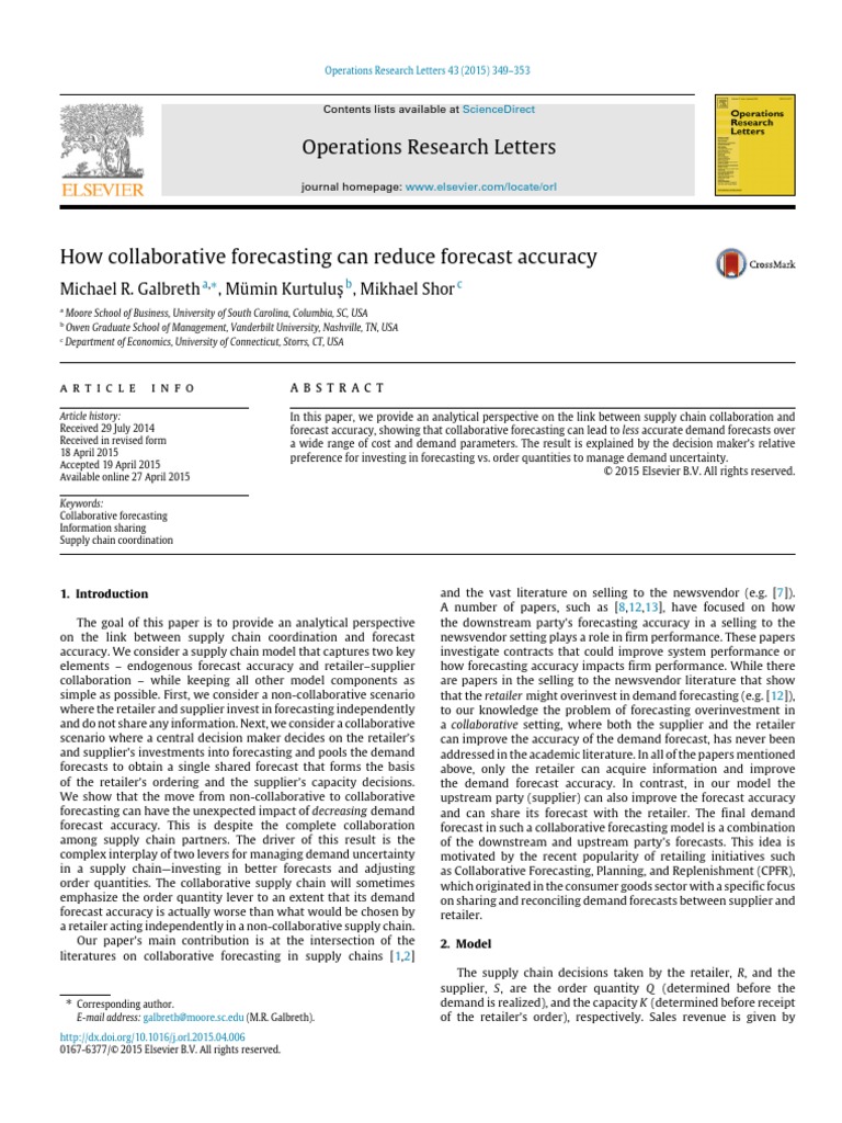 Operations Research Letters: Michael R. Galbreth, Mümin Kurtuluş ...