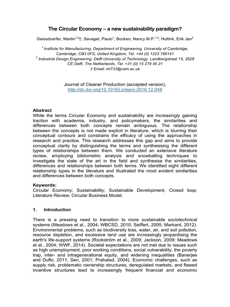 The Circular Economy - A New Sustainability Paradigm - Accepted Version ...