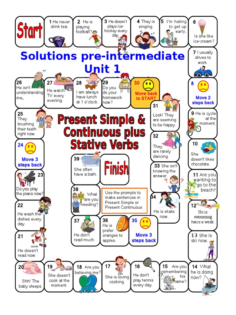 Present Sim Vs Present Cont Boardgame Plus Stative Verbs | PDF ...