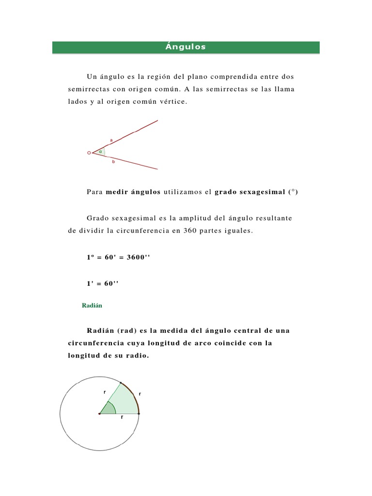 Clasificación y Medición de Ángulos | PDF | Rotación | Pi